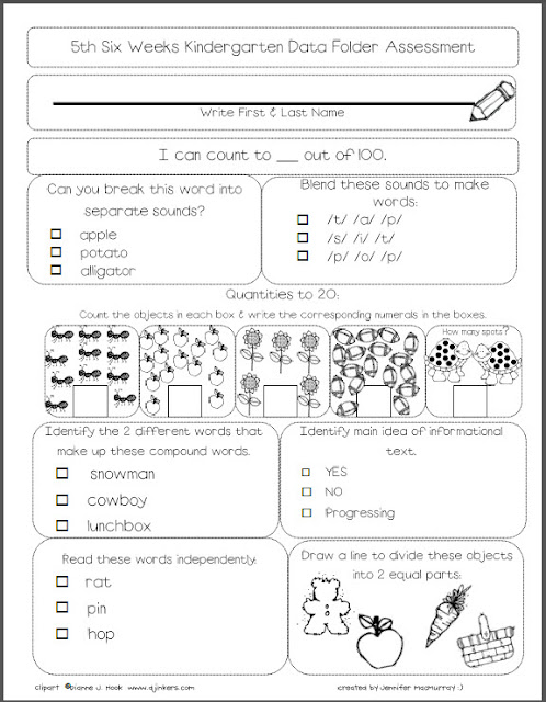 Data Folders for Kindergarten Freebie :)