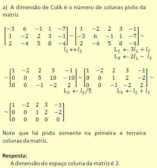 Álgebra linear - Área 1: Teorema do posto Álgebra linear - Área 1: Teorema do posto