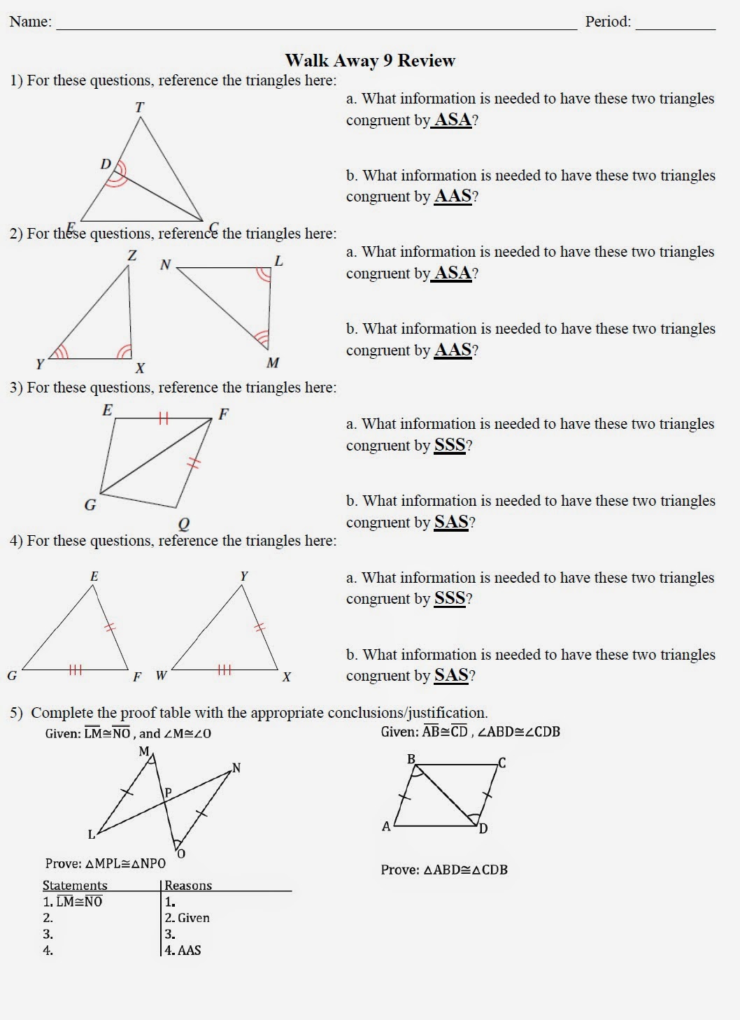 Mr. Matt's Math Classes: Assignment - Walk Away 9 Review (honors)