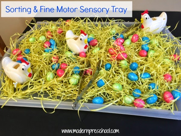 Chicken Eggs Sorting & Fine Motor Sensory Tray