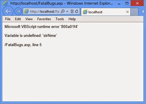 Debugging ASP Scripts & Handling Errors Debugging ASP Scripts & Handling Errors