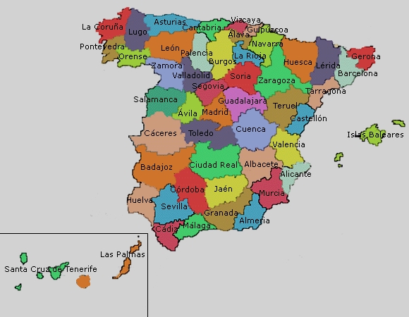 Mapa de España: Provincias de españa para imprimir