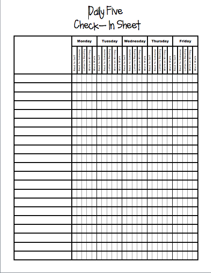 Miss Nguyen's Class: Daily 5 Check In Sheet