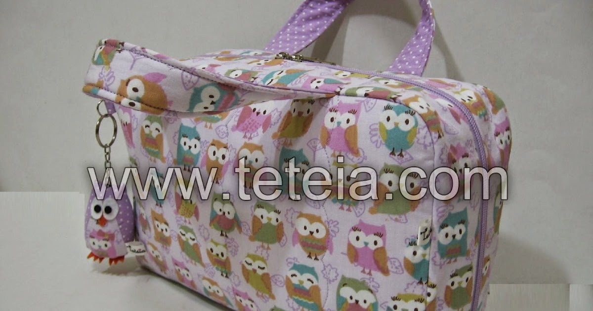 Tetéia Patchwork: Necessaire/maleta médica grande_corujinhas/lilás - cód 68