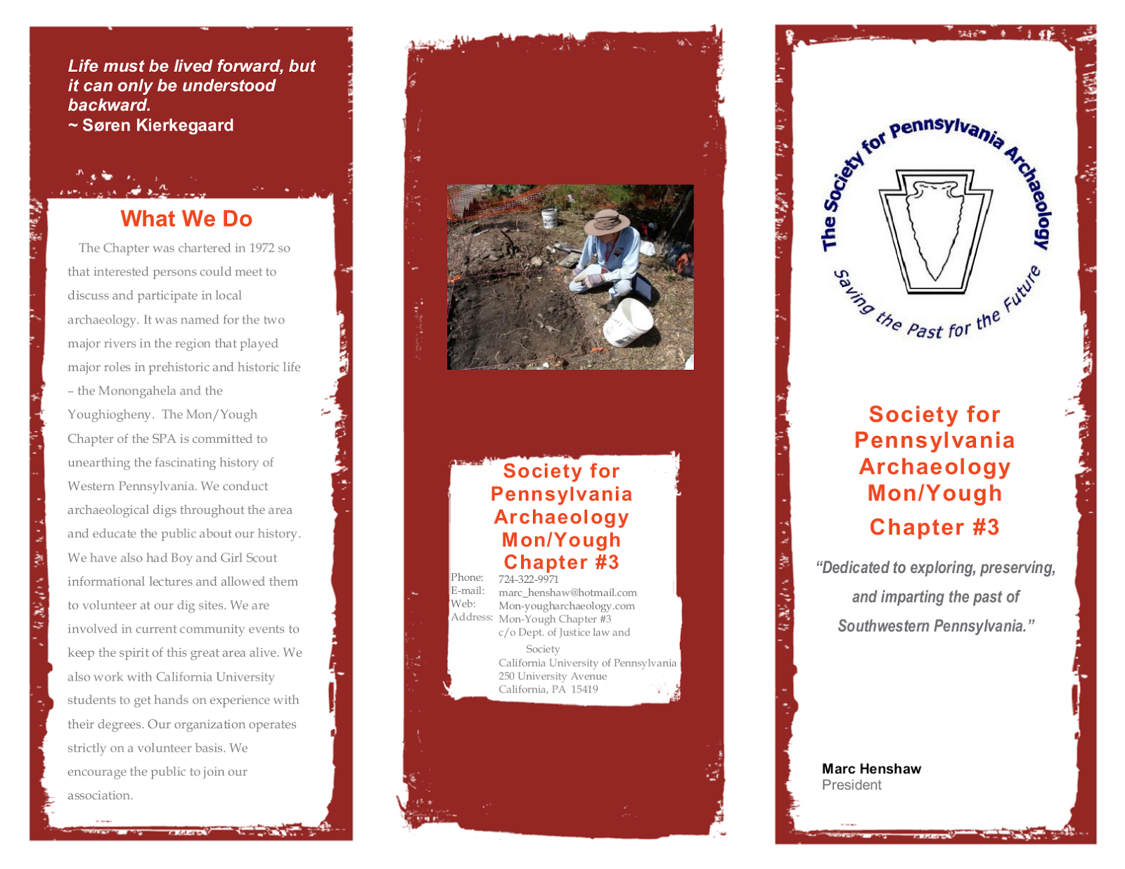 Archaeology Dude: New Mon-Yough Chapter #3 Brochure Archaeology Dude: New Mon-Yough Chapter #3 Brochure