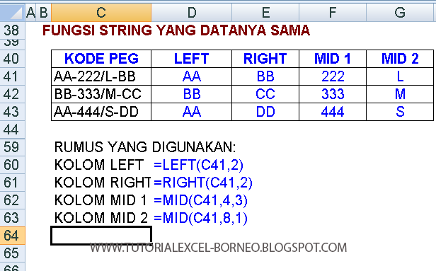 Rahasia Menggunakan Fungsi String - TutorialExcel-Borneo Rahasia Menggunakan Fungsi String - TutorialExcel-Borneo