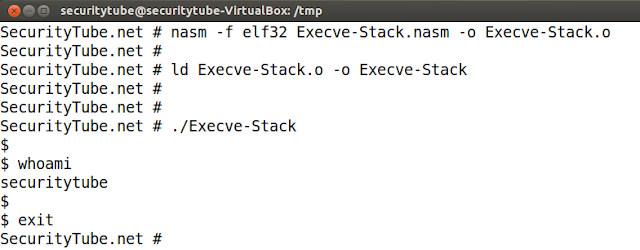 SecurityTube.net Hack of the Day: Demystifying the Execve Shellcode (Stack Method)