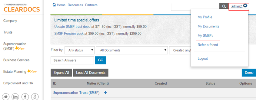 Cleardocs: New: Refer a Friend Program