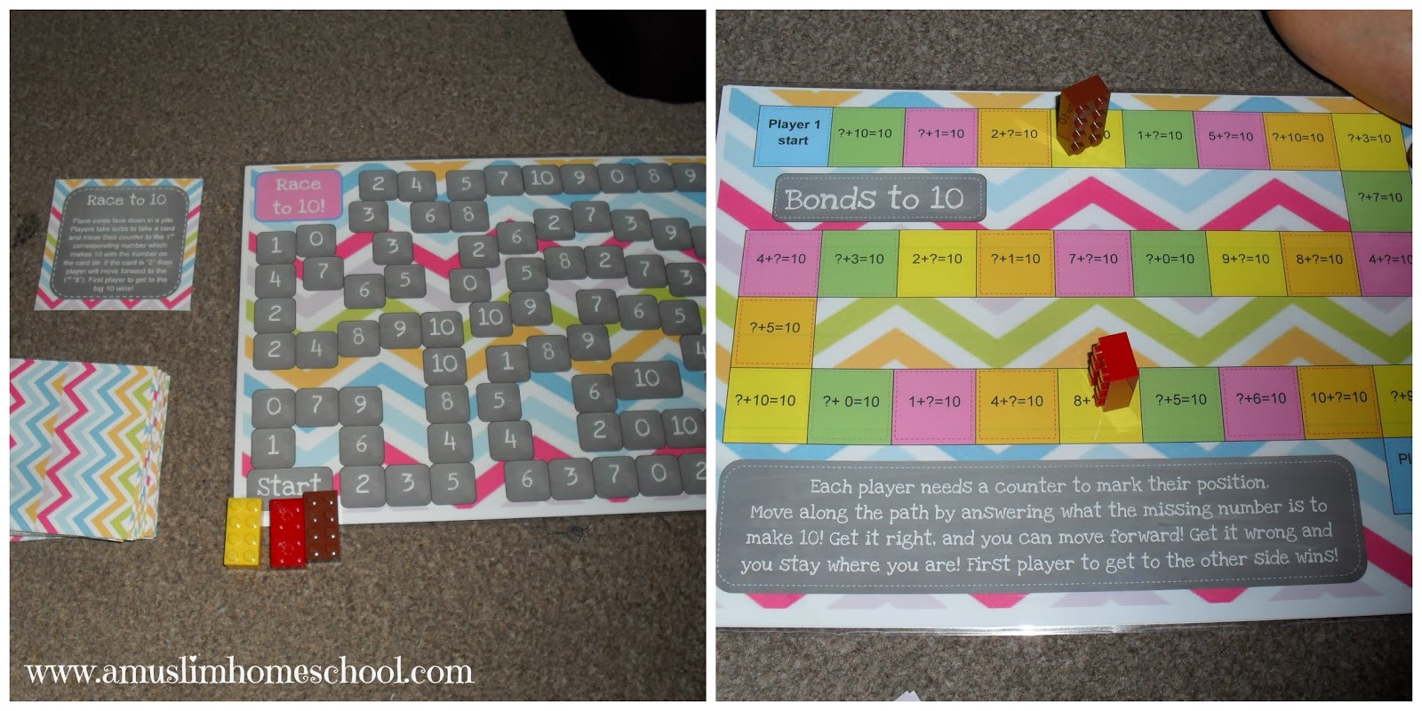 a muslim homeschool: fun free maths games to learn number facts to 10!