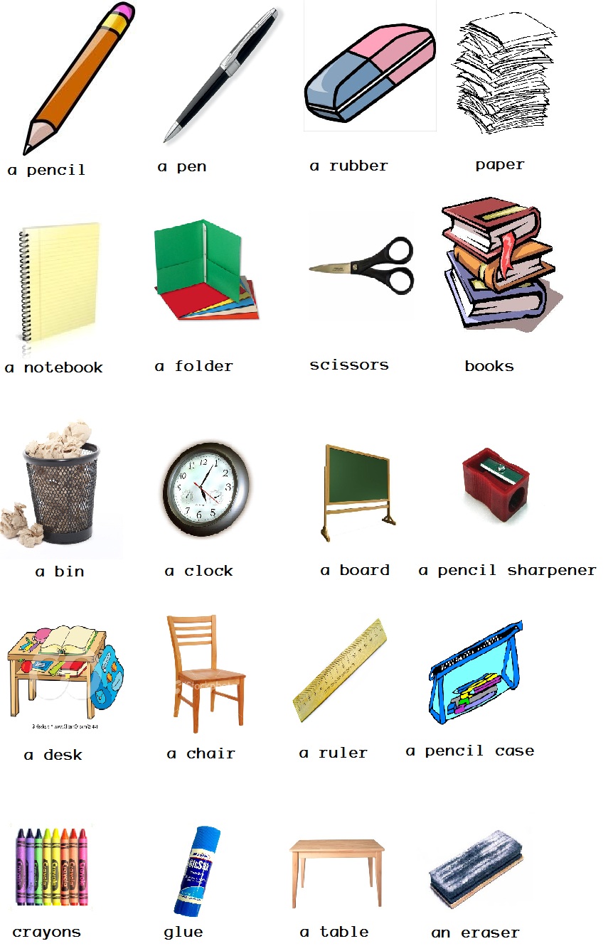 You English Student School Objects you-english-student-school-objects