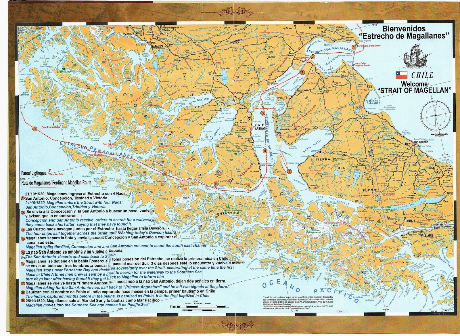 turismo yamana: Estrecho Magallanes Map