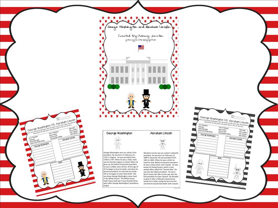 George Washington and Abraham Lincoln Comparison Activity - Classroom ...