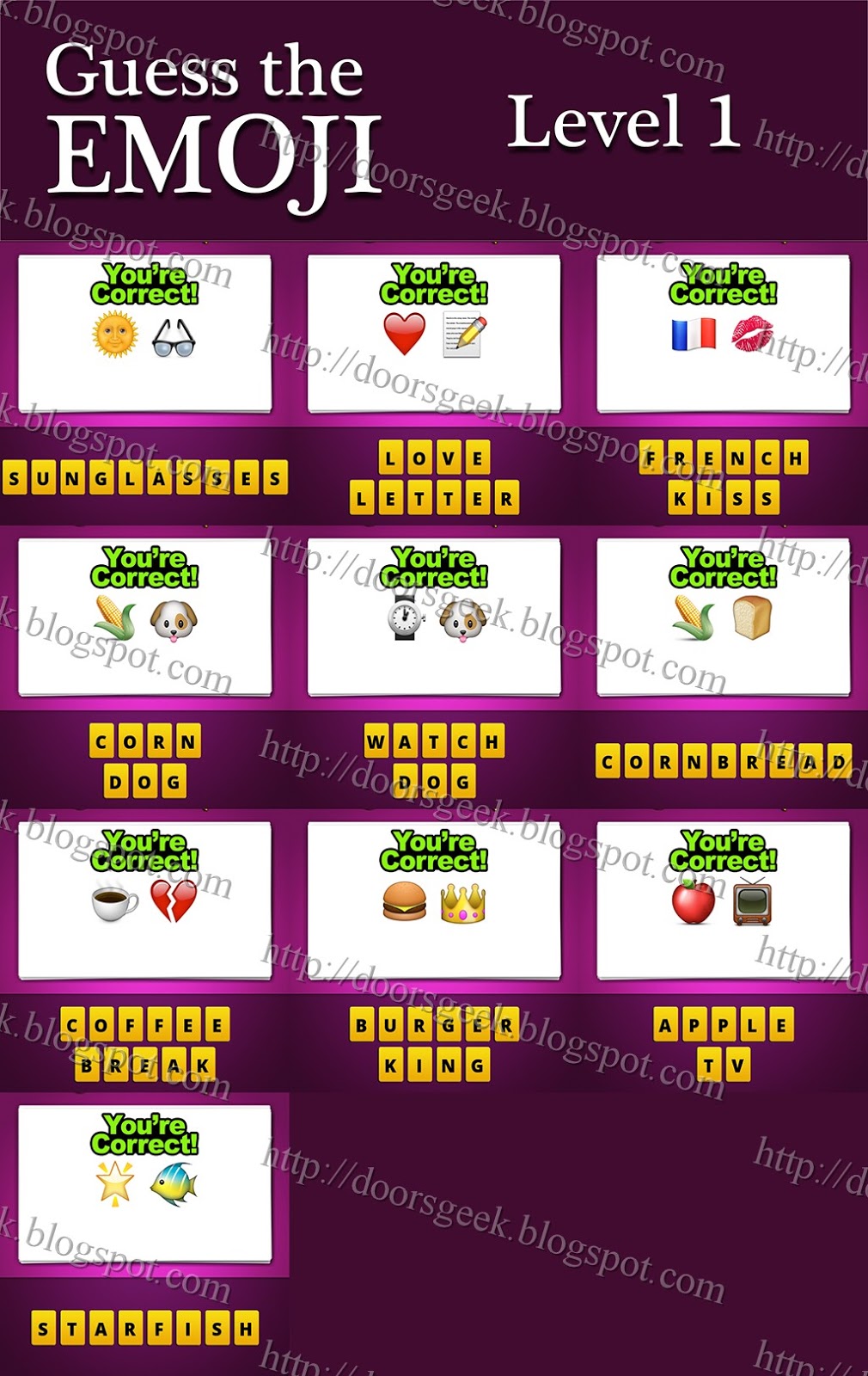 Guess The Emoji Level 1 Answers And Cheats Doors Geek guess-the-emoji-level-1-answers-and-cheats-doors-geek