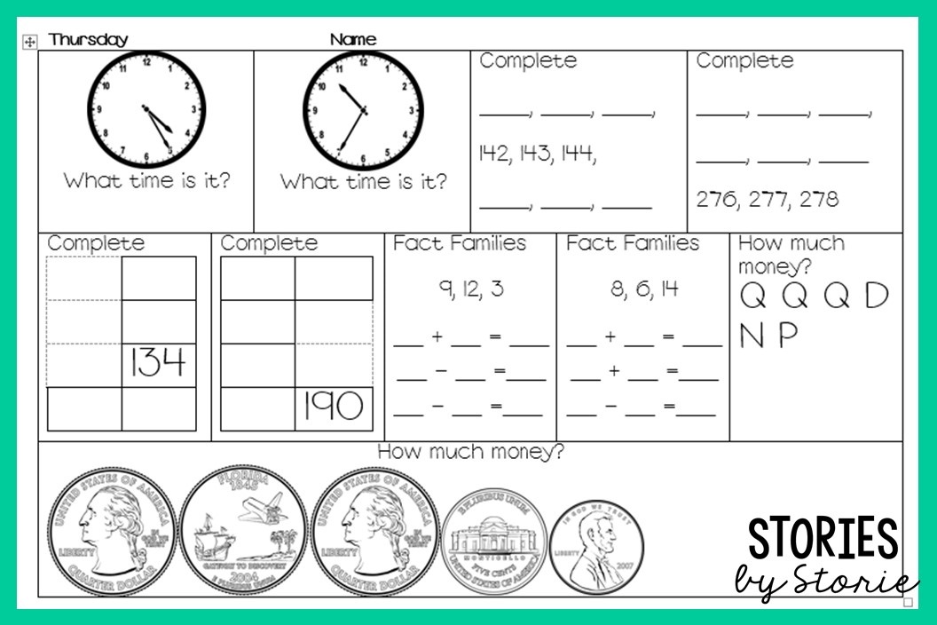 Morning Work - Using a Daily Math Review