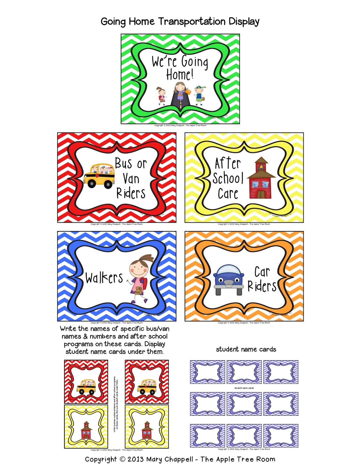 The Apple Tree Room: Going Home Transportation Charts - 4 themes!