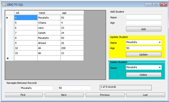 LINQ TO SQL ( select , delete , update , insert and Navigation between ... LINQ TO SQL ( select , delete , update , insert and Navigation between ...