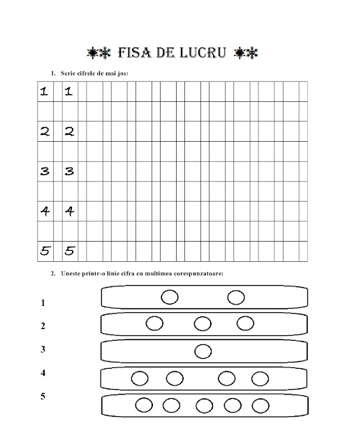 FISE cu CIFRE pentru copiii de gradinita :: Fise de lucru - gradinita si scoala