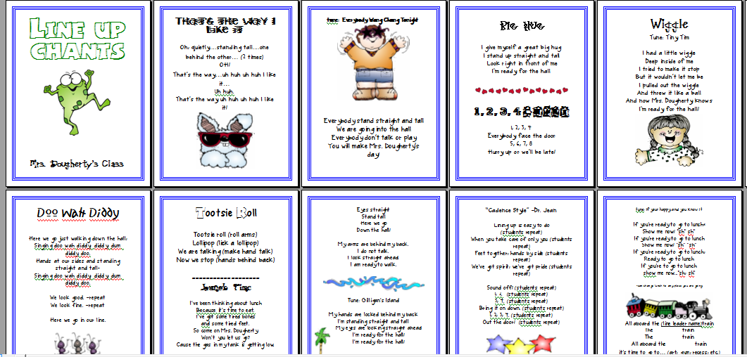 Krazy in Kindergarten: Line up Chants