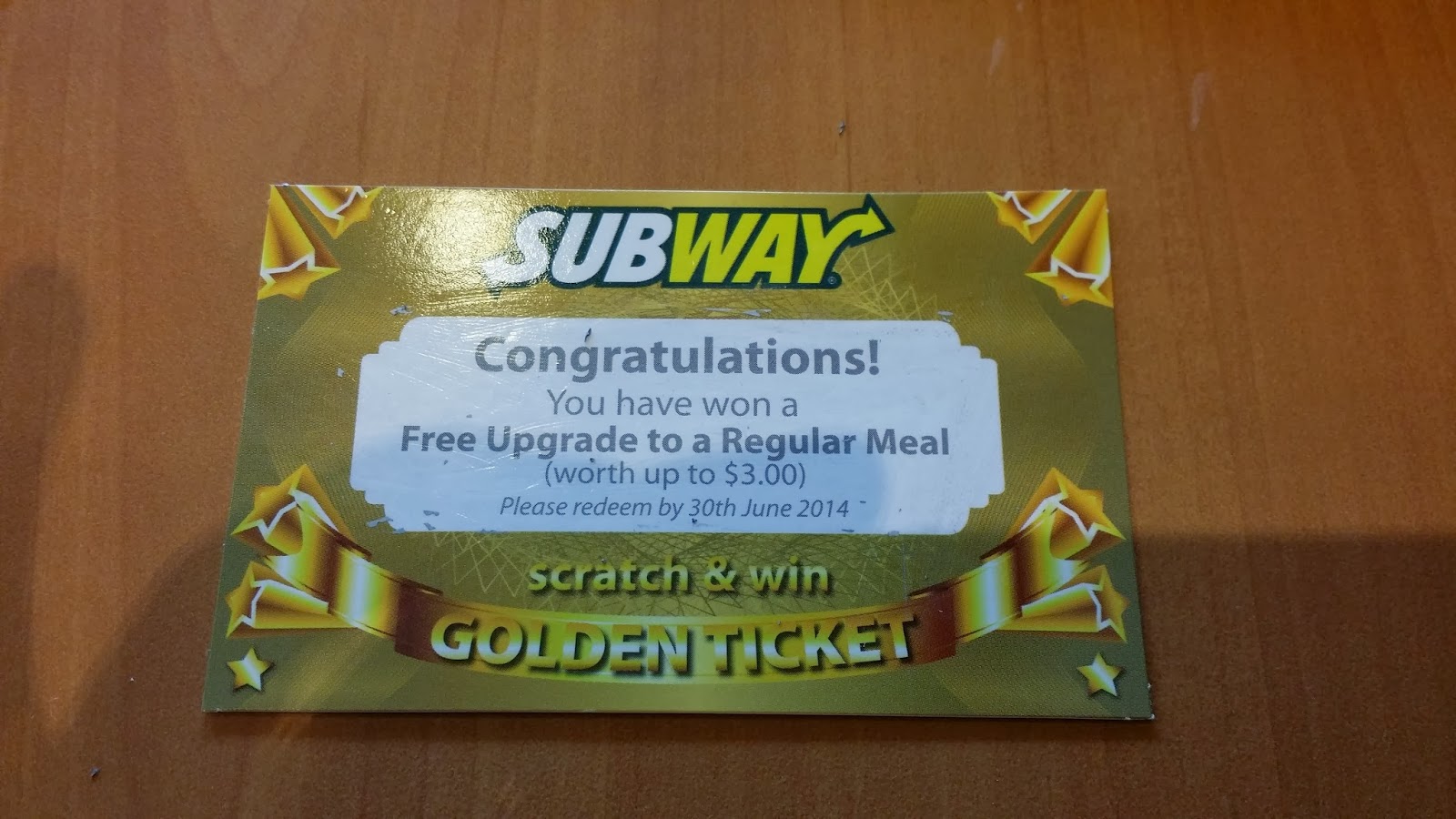 Food, Shop, Travel and Great Buys.....: Subway Golden Ticket Chinese ...