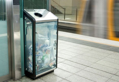 Clear Trash Cans - Even terrorism can inspire design... |unpressable buttons