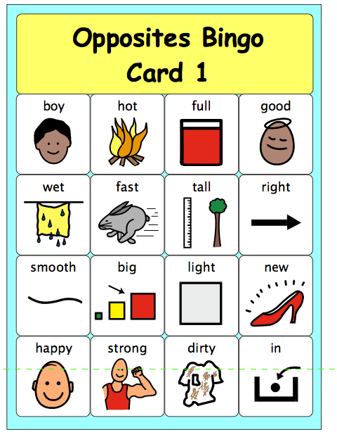 Chapel Hill Snippets: Opposites Bingo---New download of an Old Game