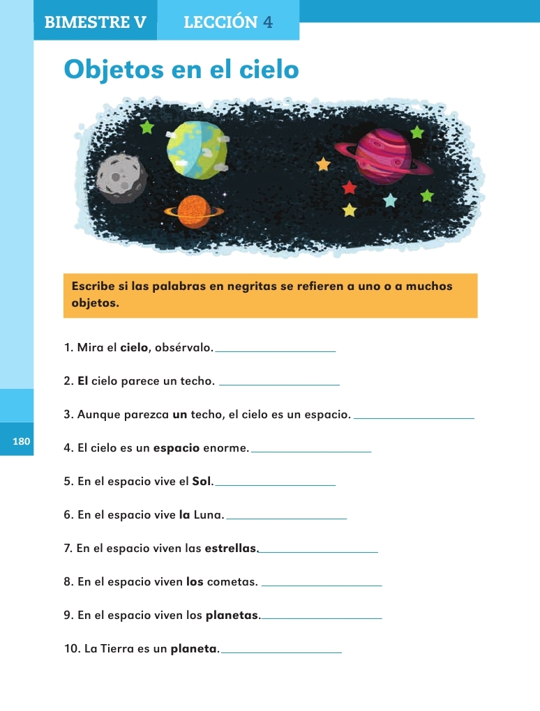 Objetos en el cielo – Bimestre V – Lección 4 – Apoyo Primaria