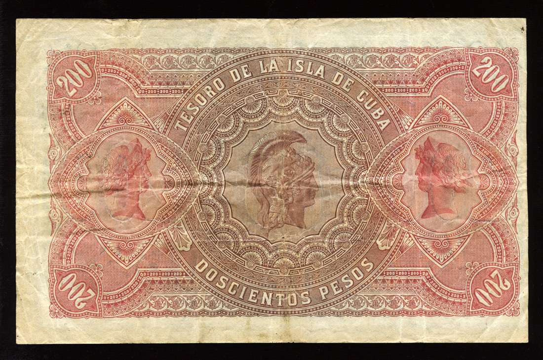 Cuban Banknotes 200 Pesos Treasury Note Of 1891 El Tesoro De La Isla cuban-banknotes-200-pesos-treasury-note-of-1891-el-tesoro-de-la-isla