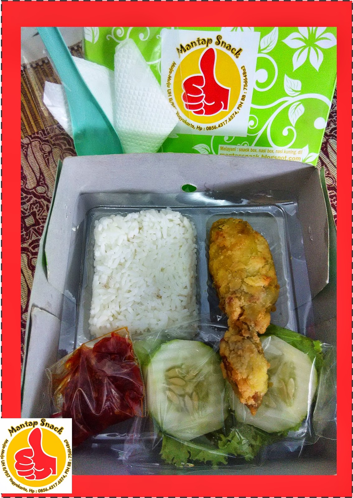 Paket Nasi Box Ayam Goreng Crispy | "MANTAP SNACK"