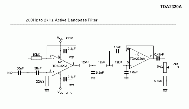 Eco Eletro Eletrônica.: Filtro Passa baixa 200hz á 2Khz com TDA2320A