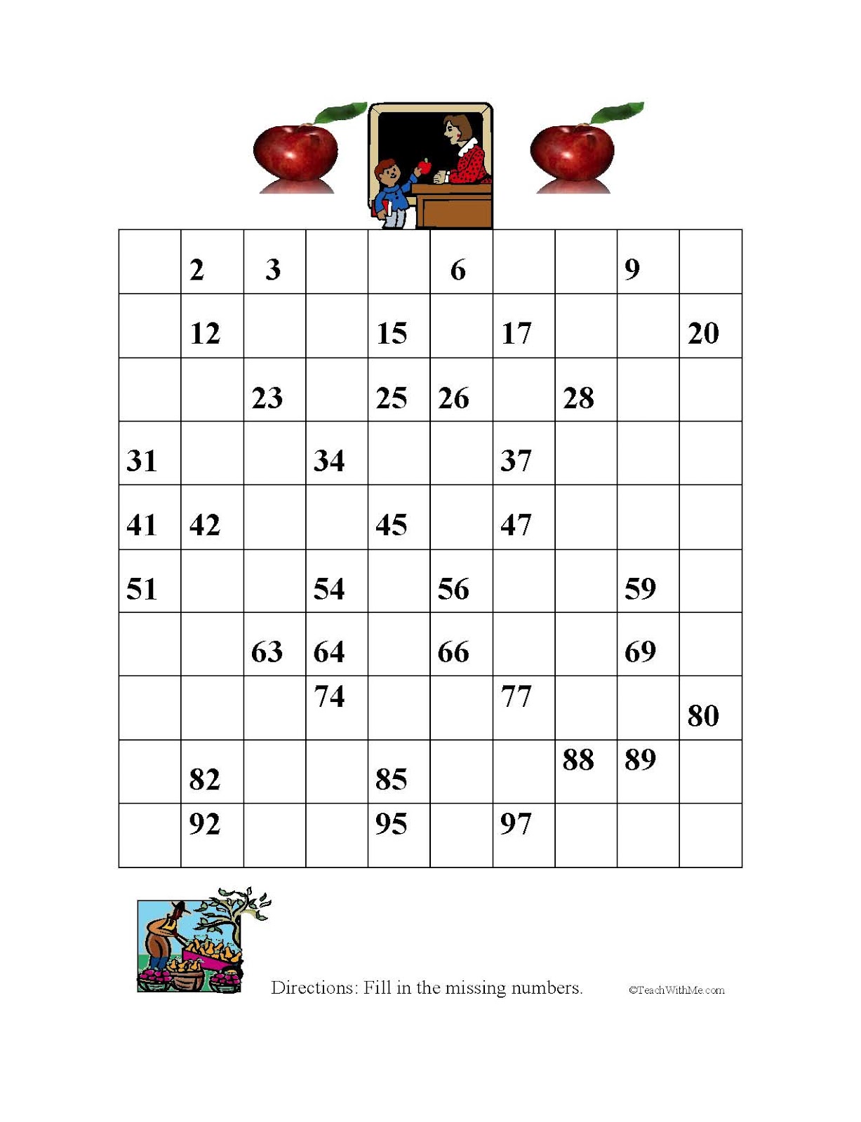 Counting to 100: Fill in the blank monthly grids - Classroom Freebies