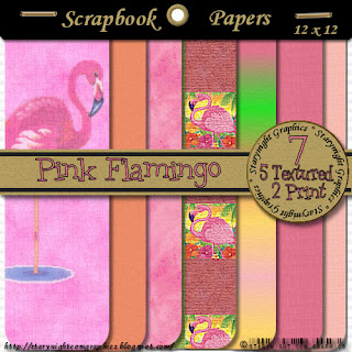 Starynight.Com Digital Scrapbook Kits: Pink Flamingo Scrapbook Paper Pack
