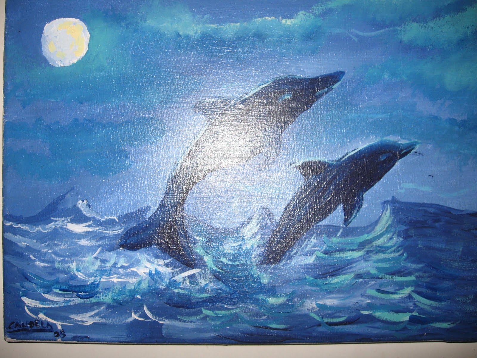 Pinturas de delfines al oleo - Imagui
