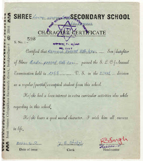 DOCUMENT & PROFILE: RAMESH: SLC (Character Certificate)