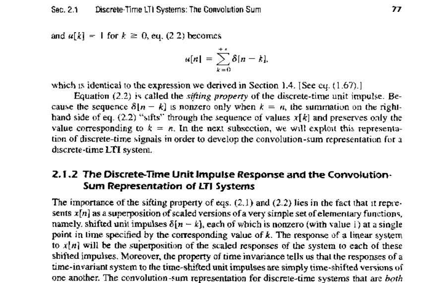 The Convolution Sum: Discrete-Time LTI Systems LEcture Notes The Convolution Sum: Discrete-Time LTI Systems LEcture Notes