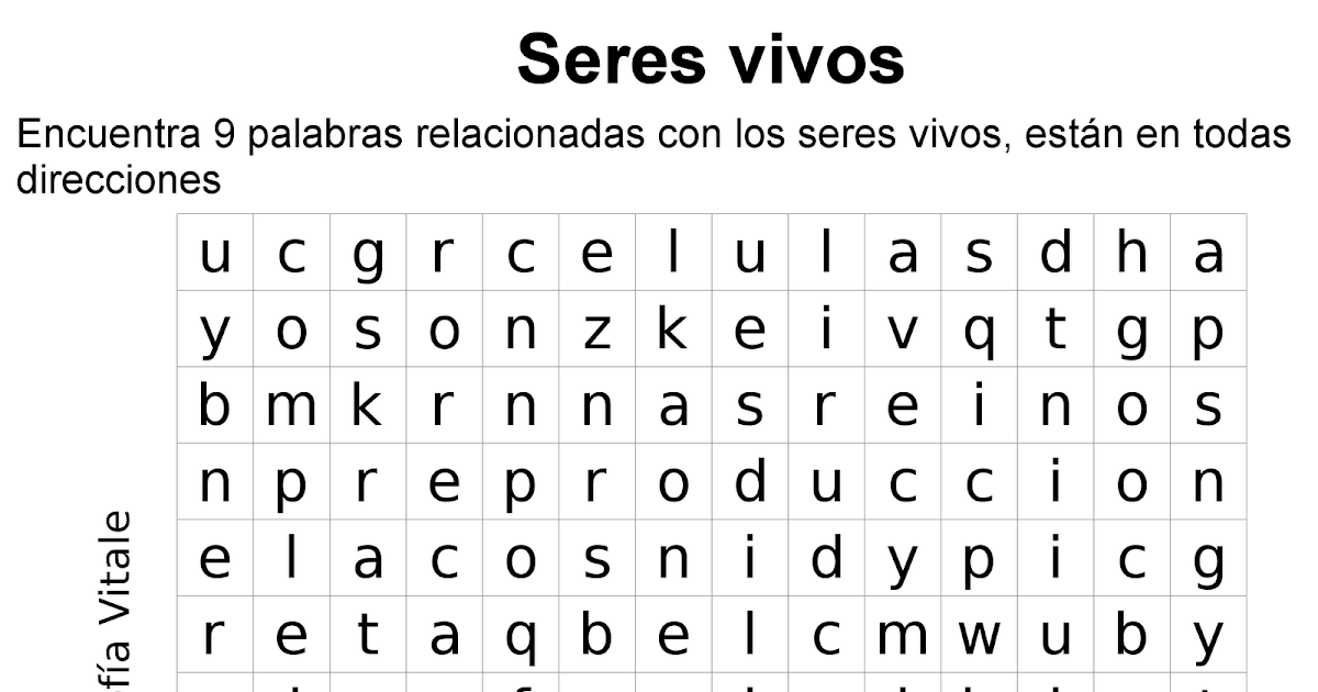 Miniespacio educativo: Actividad para 1º año: sopa de letras "Seres Vivos"