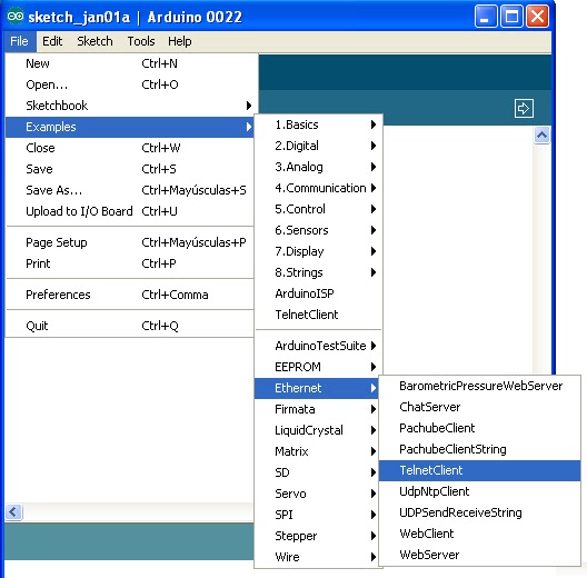 ReLynxAndo: Arduino Ethernet shield y TelnetClient ReLynxAndo: Arduino Ethernet shield y TelnetClient