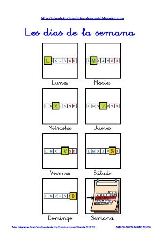 EL MALETÍN DE AUDICIÓN Y LENGUAJE: Ficha de Vocabulario: Los días de la ...
