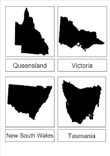 Free Printable: Australian States 3 Part Cards