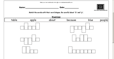 The Spelling Blog: Word shape generator