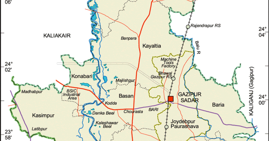 Maps of Bangladesh: Political Map of Gazipur Sadar Upazila