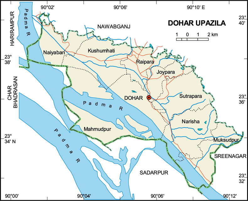 Maps of Bangladesh: Political Map of Dohar Upazila