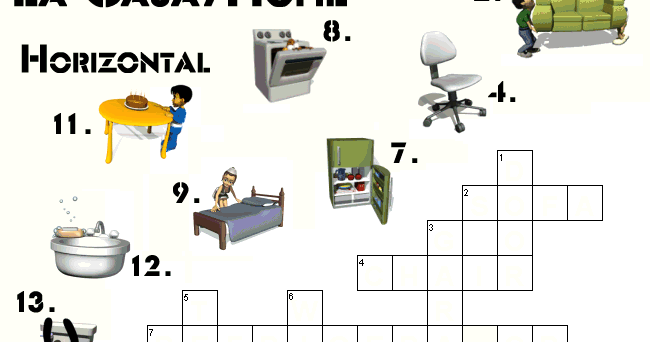 INGLÉS PARA NIÑOS - CRUCIGRAMA DE LA CASA - HOME : FICHAS PARA NIÑOS