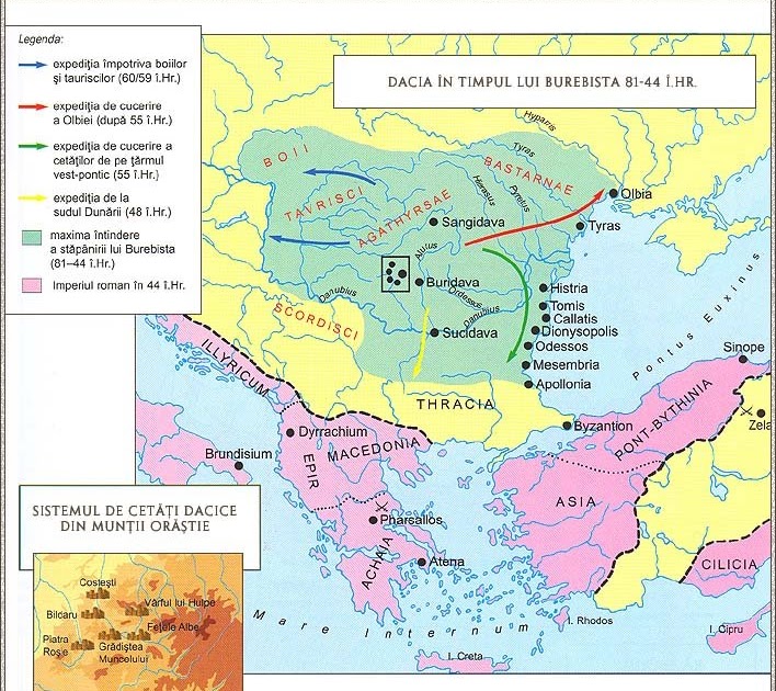FEROVIARII: Harta Daciei in timpul lui Burebista anii 81-44 inainte de Hristos