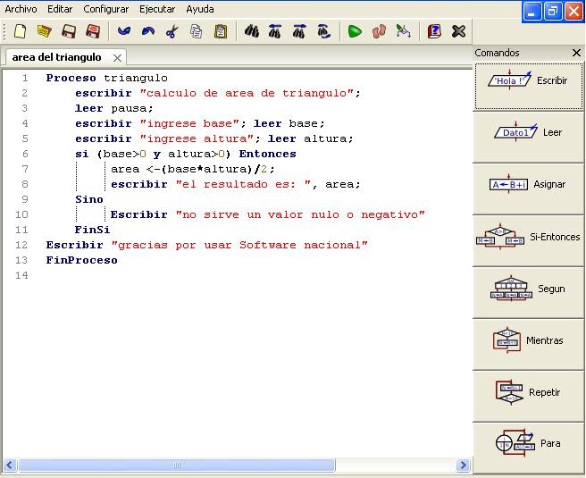 Sofware de aplicacion: Pseint -- Calculo area Triangulo Sofware de aplicacion: Pseint -- Calculo area Triangulo