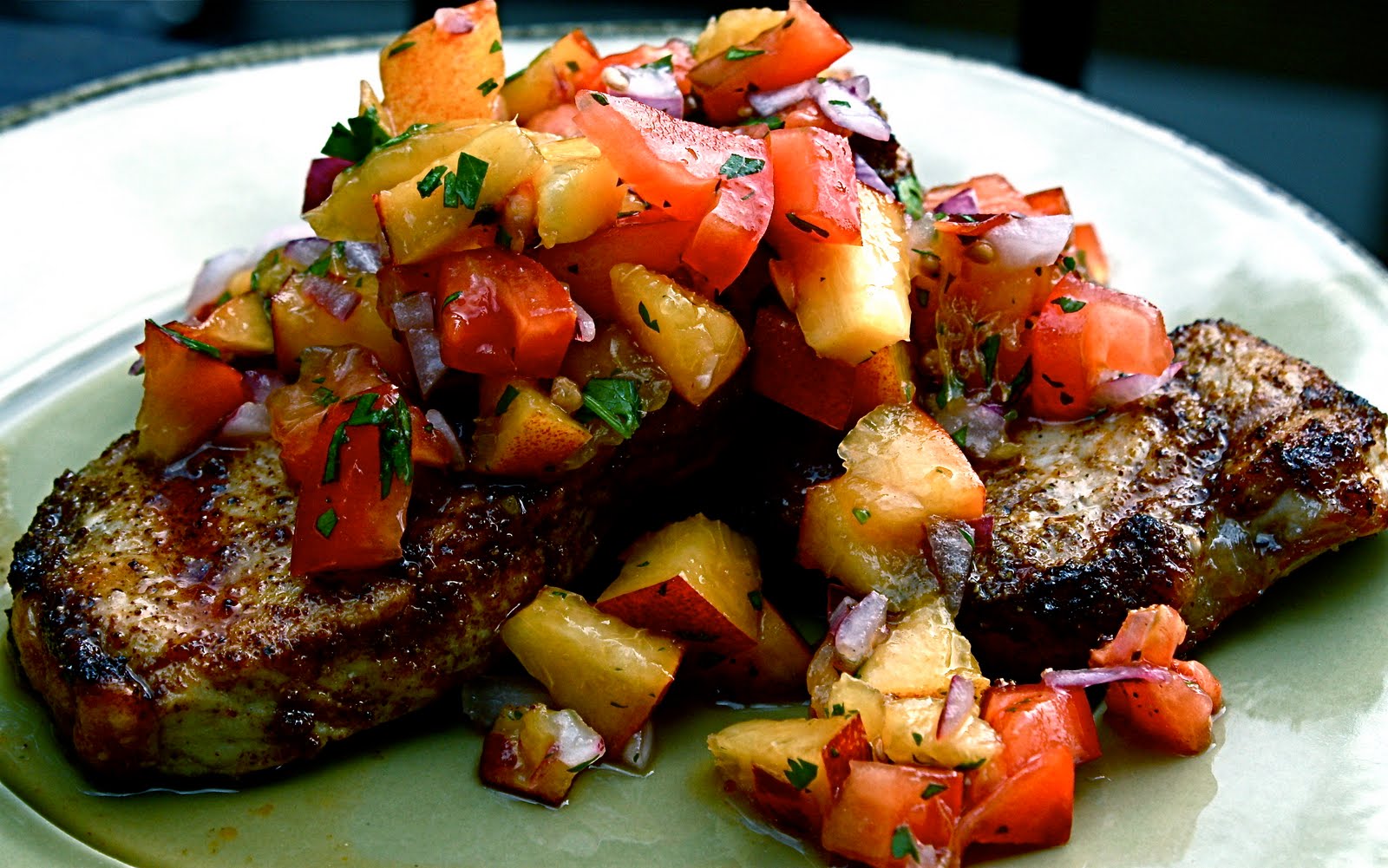 Grilled Pork Chops with Fresh Nectarine Salsa