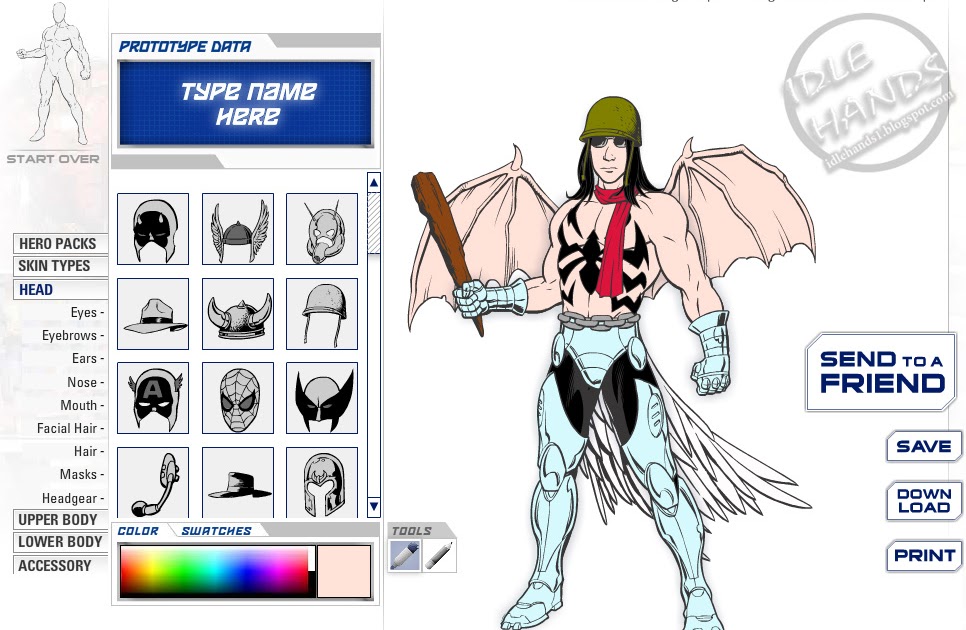 Idle Hands: Marvel.com's Create Your Own Super Hero