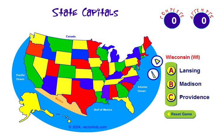 United States Map Game With Capitals - United States Map