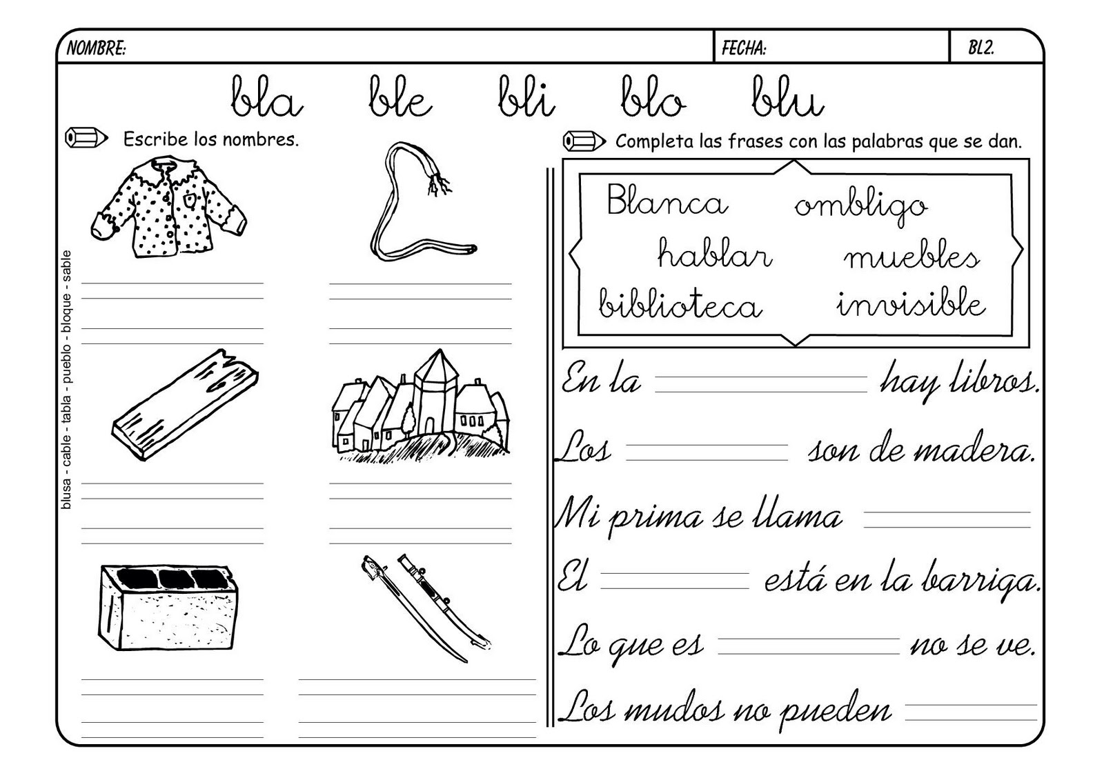 Dibujos que tengan las letras bl - Imagui