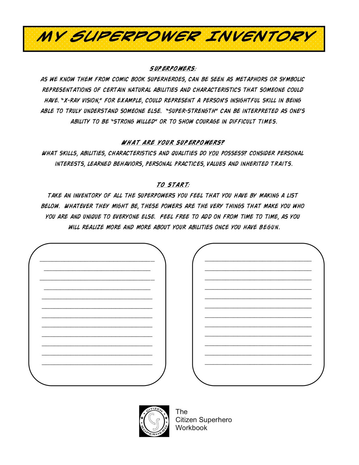 Citizen Superhero Project: CS Workbook