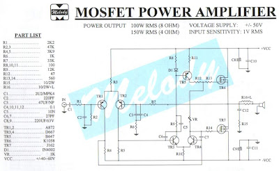 Só Eletrônica: Amplificador mosfet 100W RMS